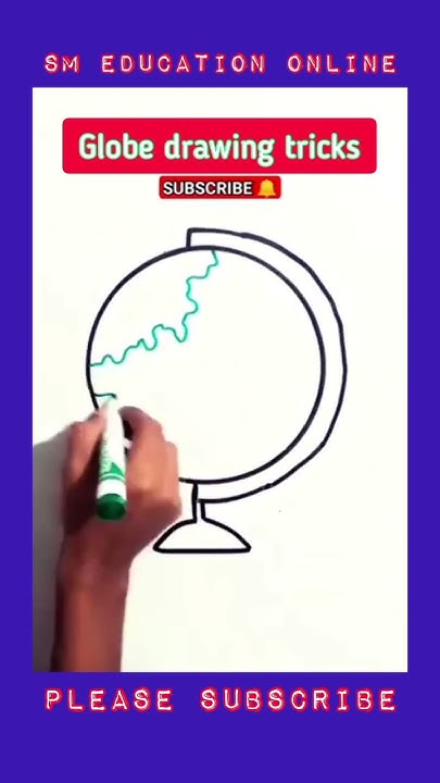 globe drawing tricks/how to draw globe/100k complete - YouTube
