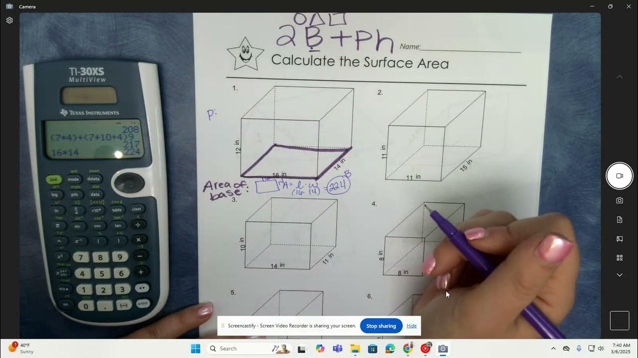 Finding Surface Area of Rectangular Prisms using 2B+PH - YouTube