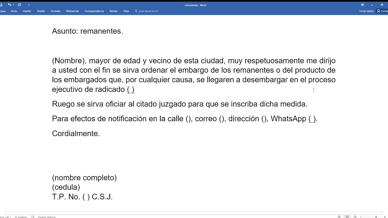 Modelo para solicitar remanentes - derecho privado 2021 - YouTube