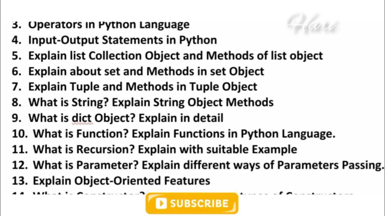Python Important Questions #kakatiya #university #Hari channel - YouTube