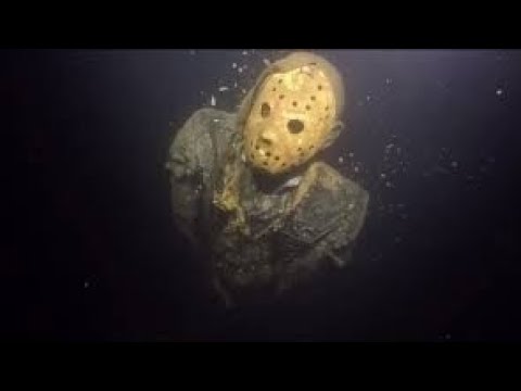 Jason Lives! Real Life Jason Voorhees Statue at the bottom of Crystal ...