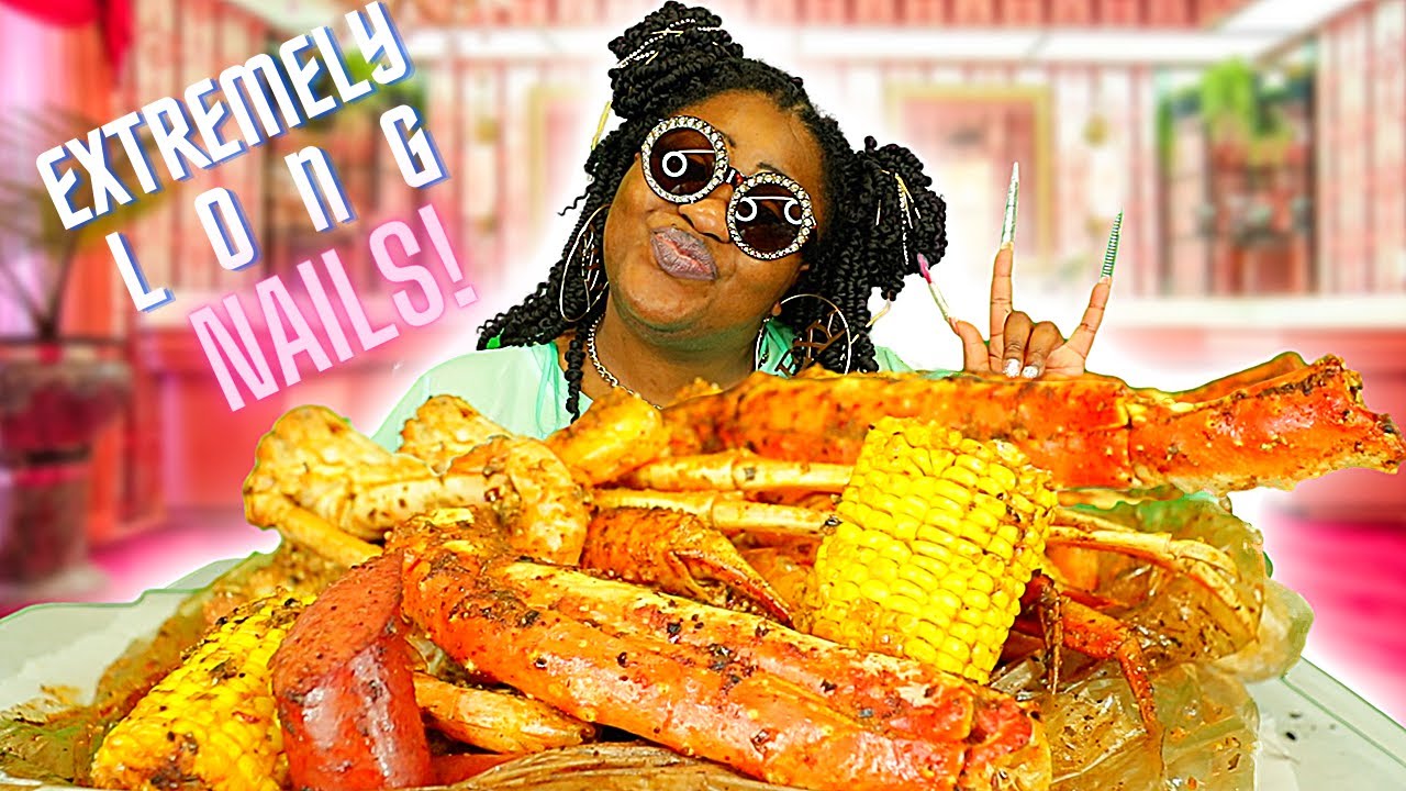 MASSIVE SEAFOOD BOIL WITH EXTREMELY LONG NAILS!!! @StephLovesLove ...