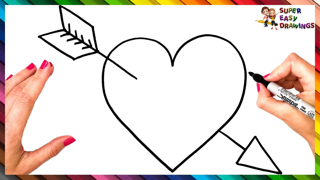 How To Draw A Heart With An Arrow Step By Step Heart Drawing Easy How To Draw A Heart With An Arrow Step By Step Heart Drawing Easy