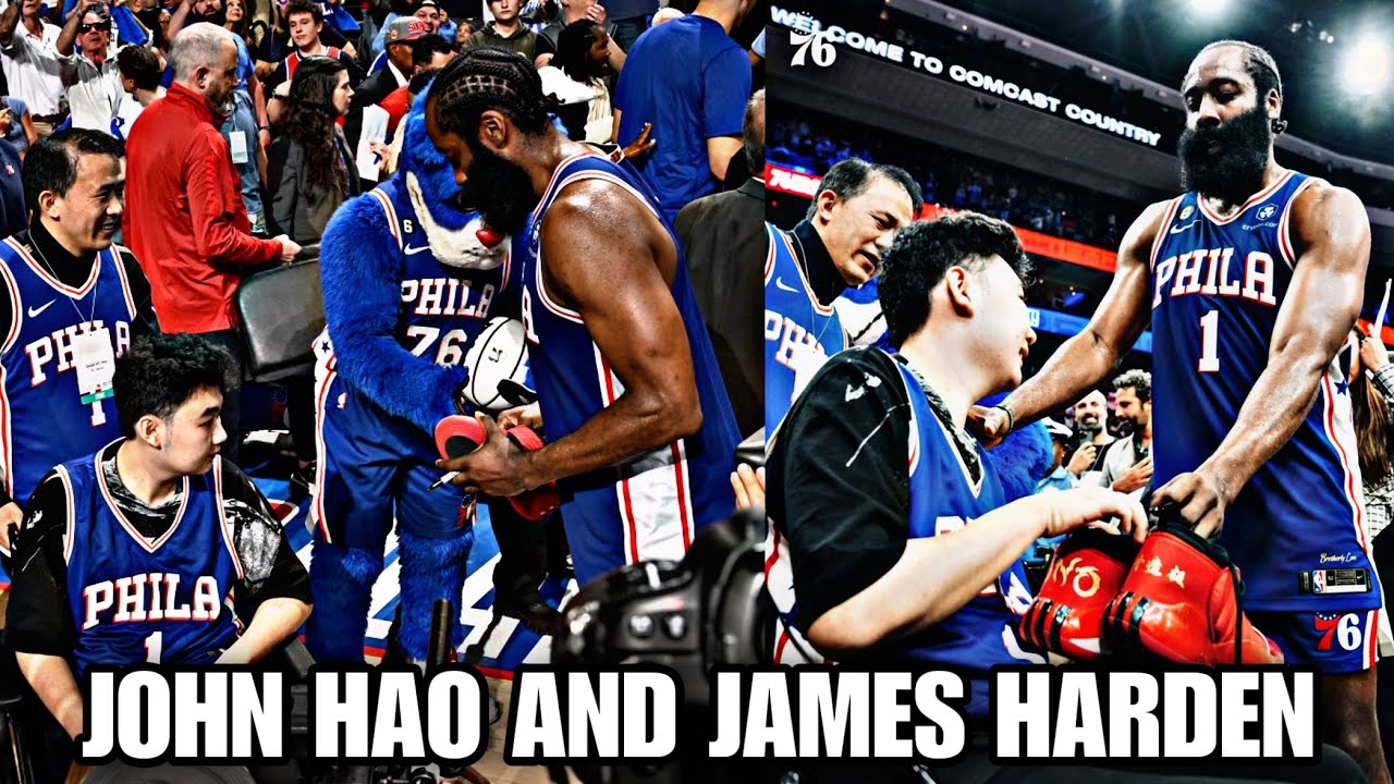 James Harden shared a moment with John Hao After winning the Game💙 ️ ...