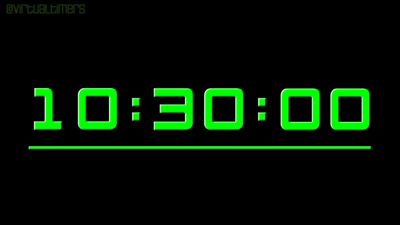 10 Hours And 30 Minutes Countdown Timer Green Embossed With Alarm