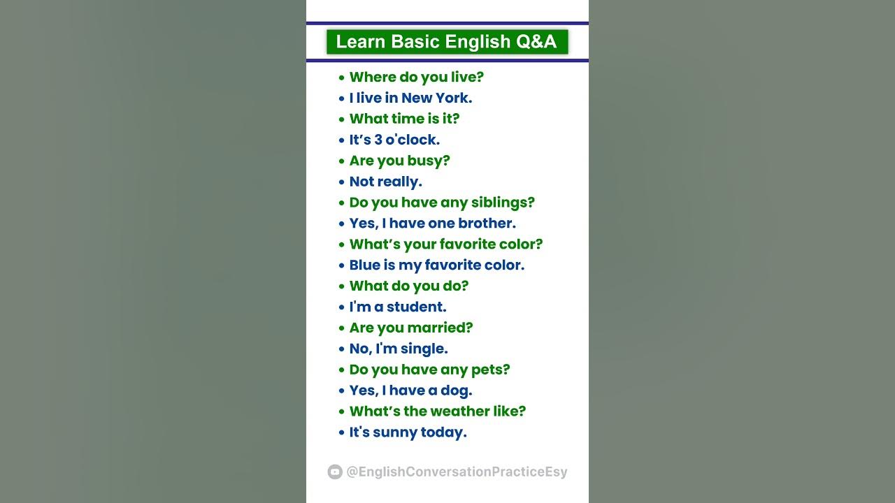 Basic English Conversation Practice | Essential Q&A for Beginners ...