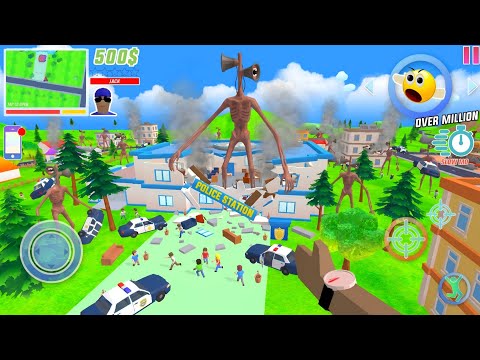 Jack Siren Head Destroyed the City! Police Station in Dude theft wars.😎