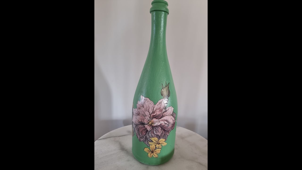 Using transfers on painted wine bottle - YouTube