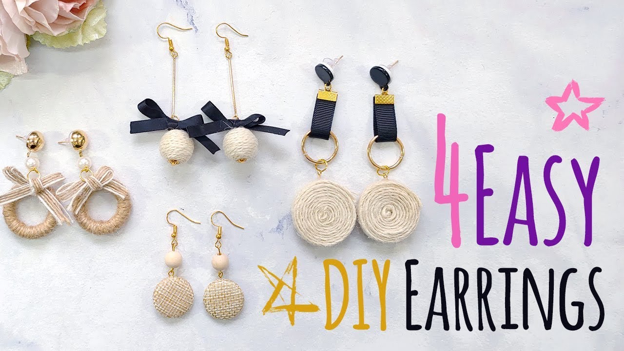 4 Easy DIY Earrings | Handmade Jewellery | Jewellry Making | Earring ...