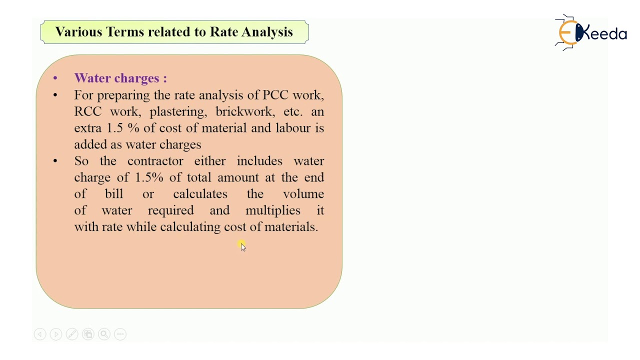 Various Terms Related to Rate Analysis - Specifications and Rate ...