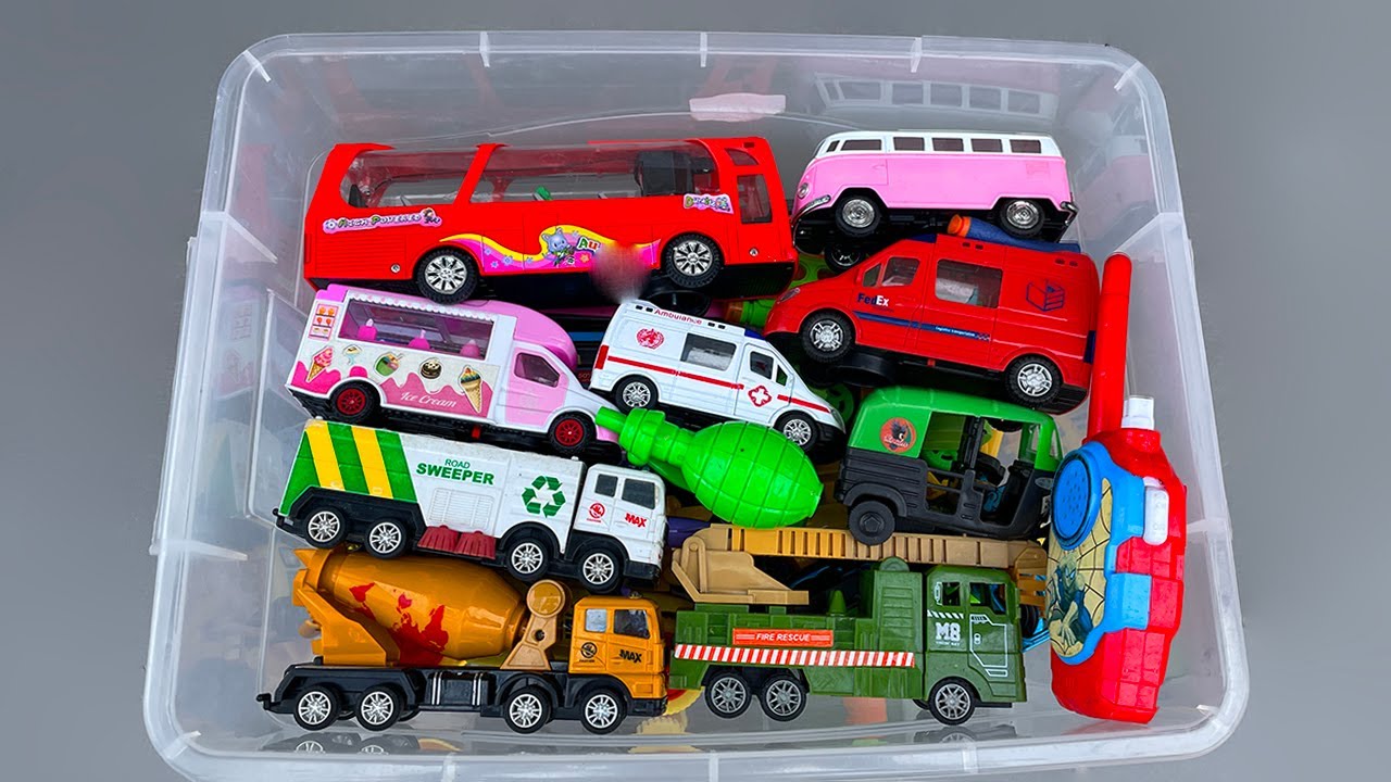 Full Box of Different type Toy Vehicles, Auto Rickshaw, Mixer Truck ...