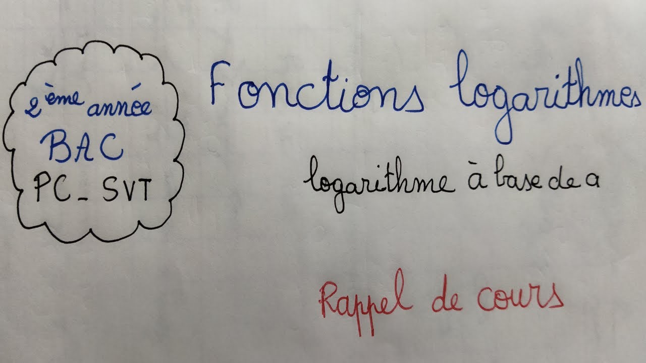 fonctions logarithmes - logarithme à base de a -résumé du cours - YouTube