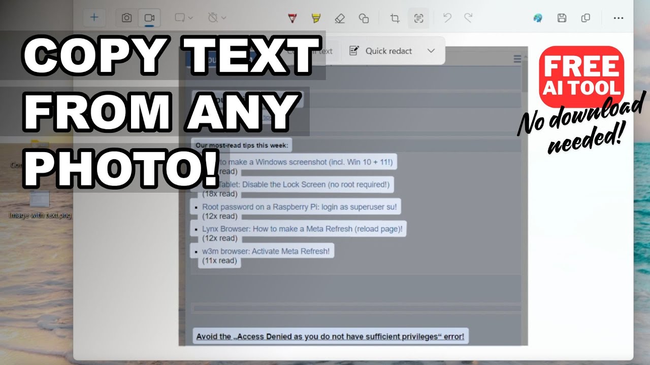 Copy text from any photo - Windows OCR text recognition (FREE AI tool ...