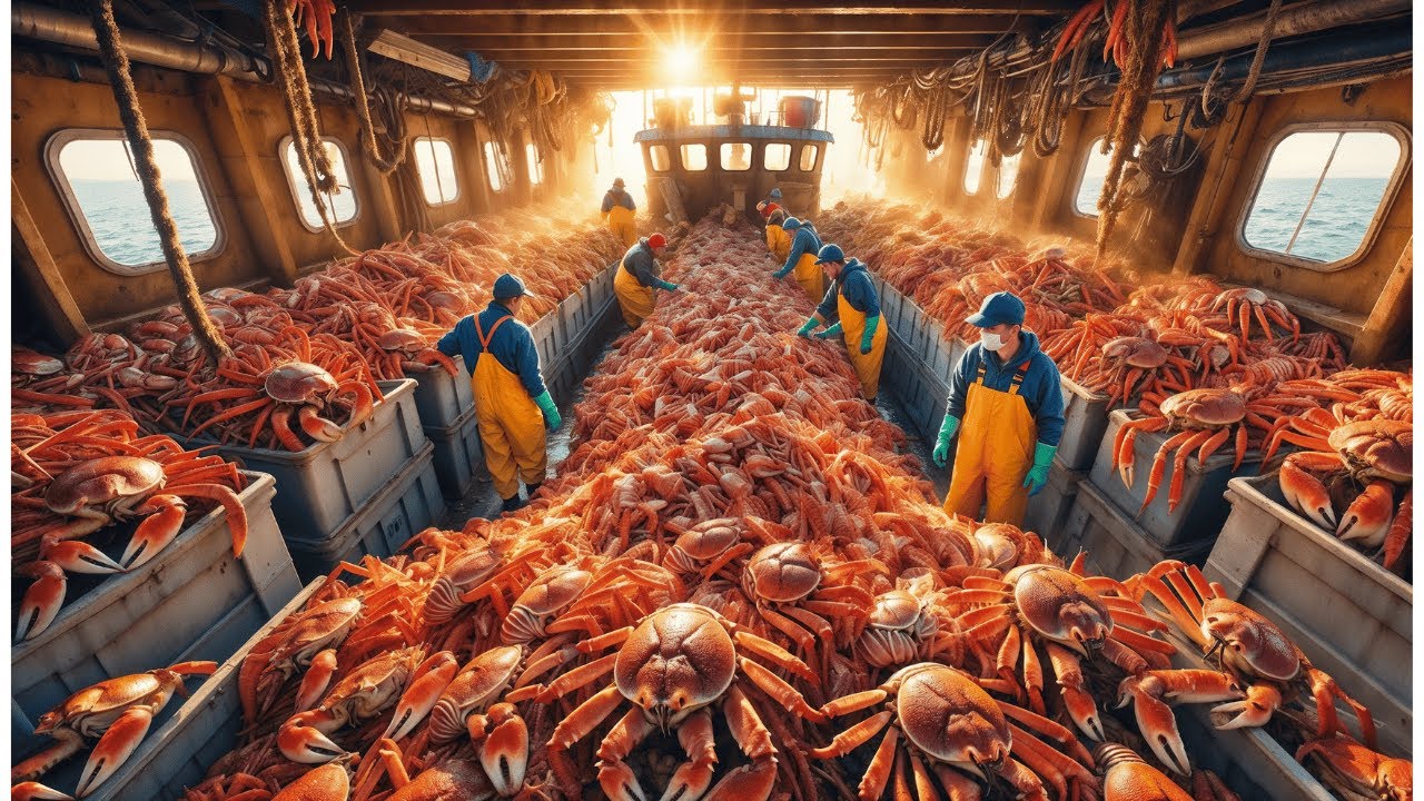 Alaskan Fishermen Catch Millions of King Crabs This Way | King Crab Catching and Processing ...