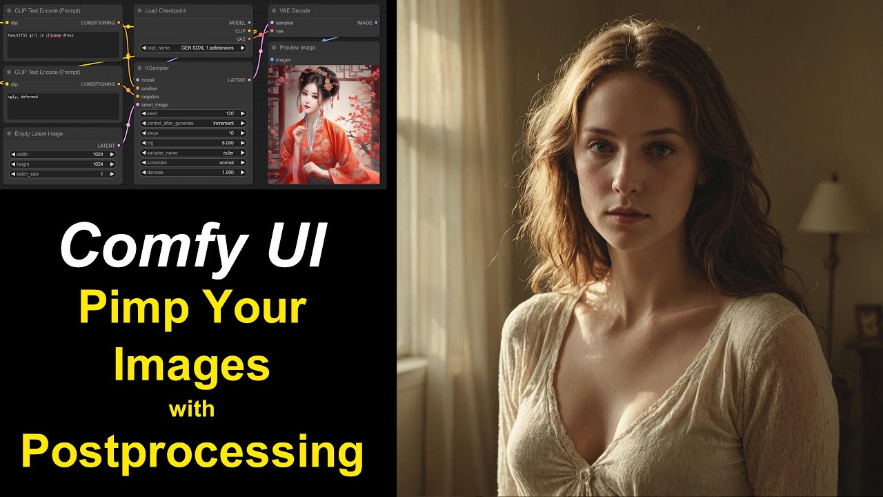 ComfyUI 30 Improve Images with Internal Postprocessing, Stable Diffusion - YouTube