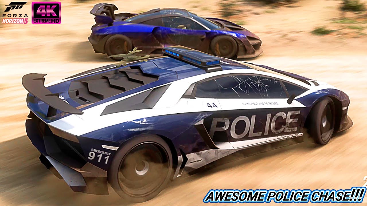McLaren Senna vs Lamborghini Aventador | Police chase | Forza Horizon 5 ...