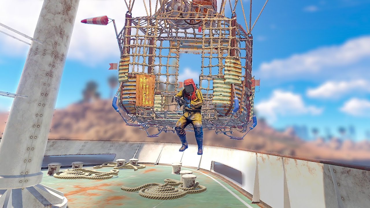 landing on Cargo Ship with a HOT AIR BALLOON in Rust - YouTube
