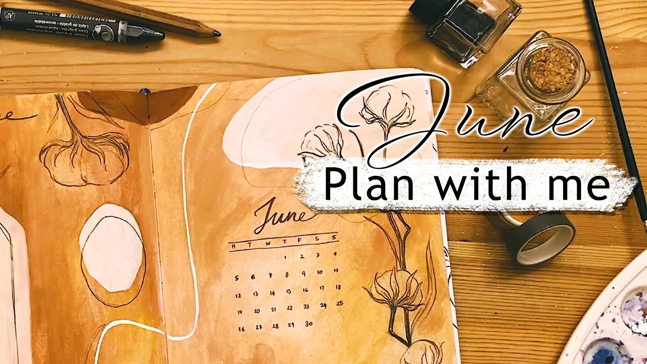 🪴 Plan with me | June 2023 Bullet Journal Setup | Boho Abstract Art ...