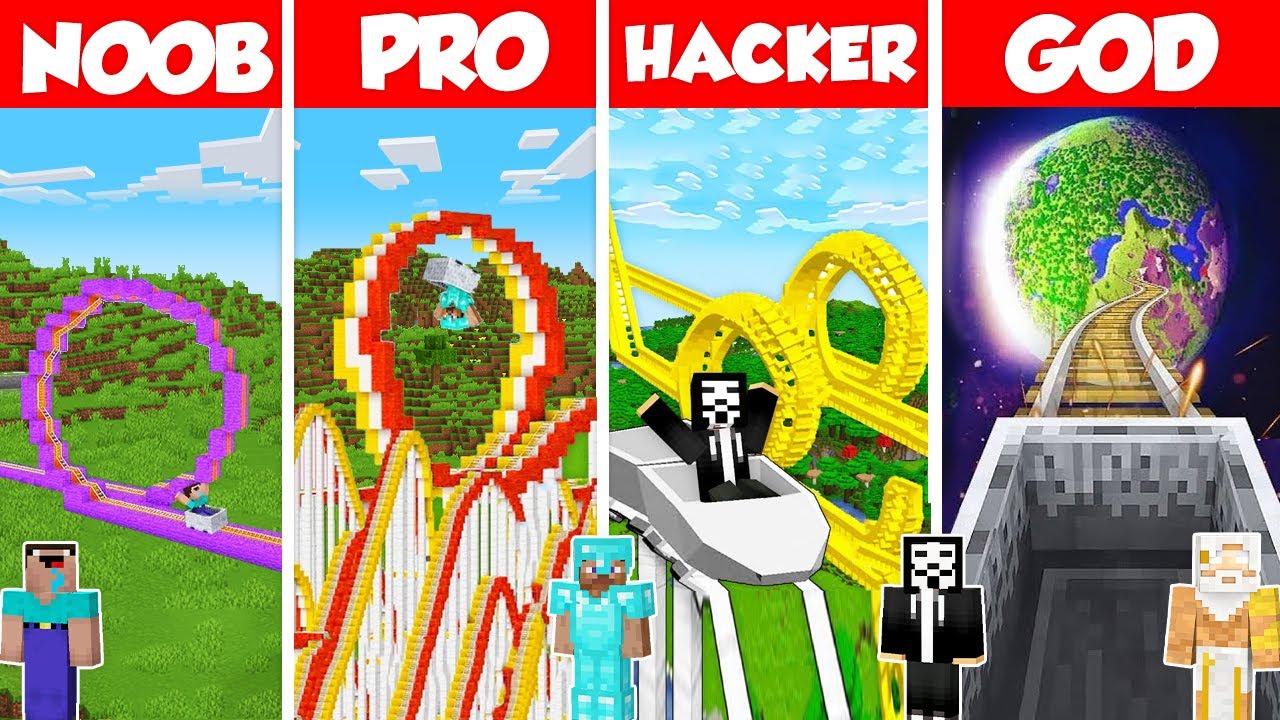 RollerCoaster Build Battle Challenge - Noob vs Pro vs Hacker vs God ...