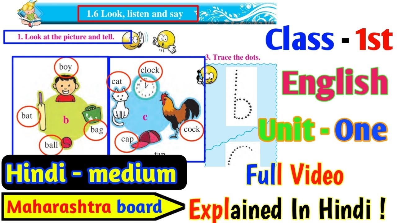 1.6 Look listen and say class 1 English || Unit - One || hindi medium ...