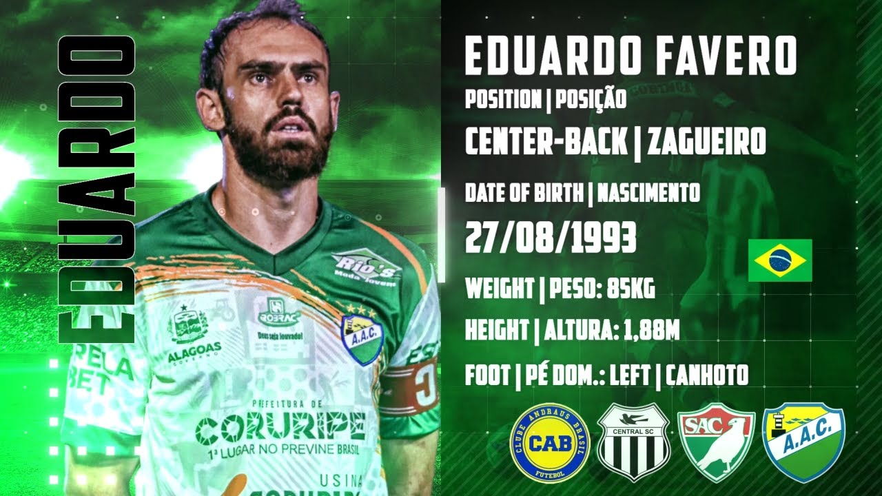 EDUARDO FAVERO ⚽ Center-Back | Zagueiro ⚽ Highlights 2024 - YouTube