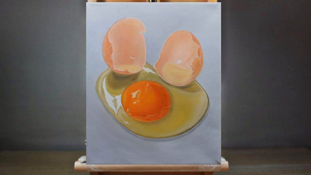 Painting a realistic broken egg / Oil Painting Tutorial - YouTube