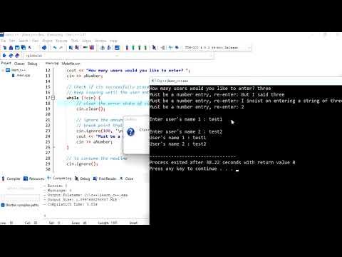 C++ 43: Check if cin successfully placed a value into a variable (integer). - YouTube
