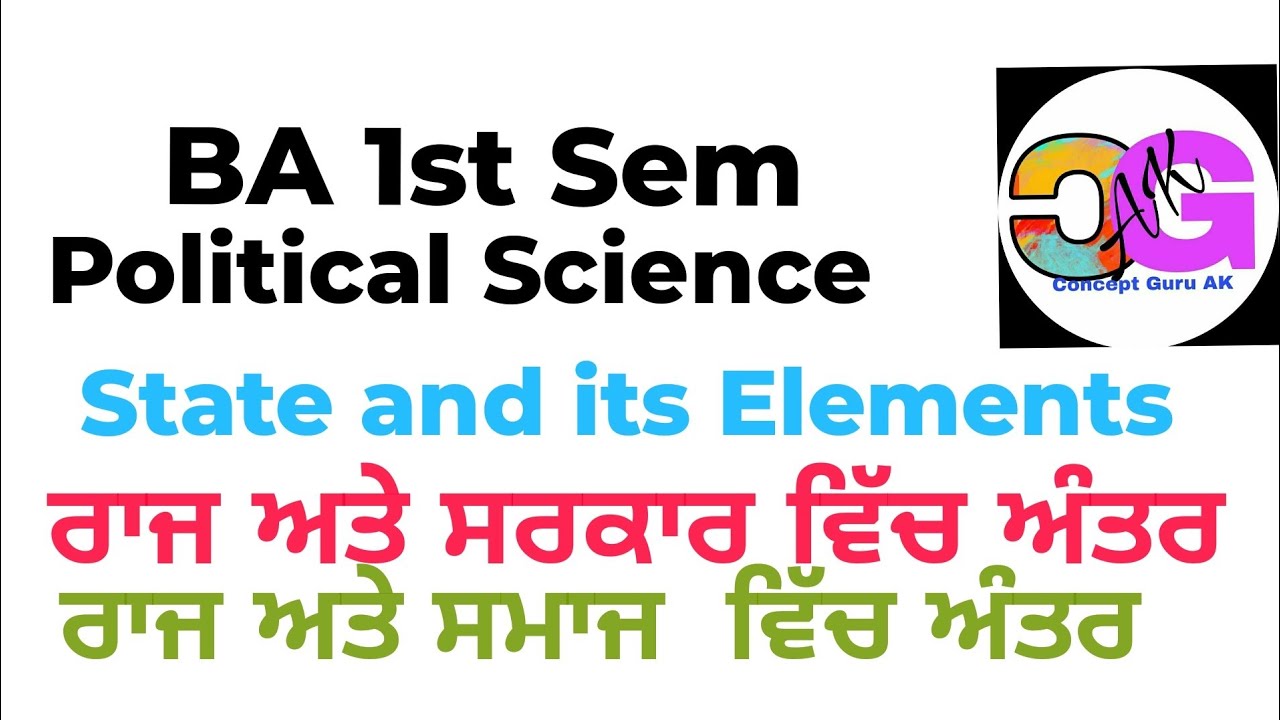 BA 1st Sem Political Science: Elements Of State,State and Society ...