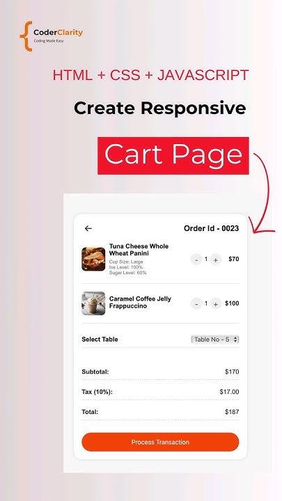 Responsive Cart Page Html Css And Js Shorts Short Shortsvideo Coding Html Css Javascript