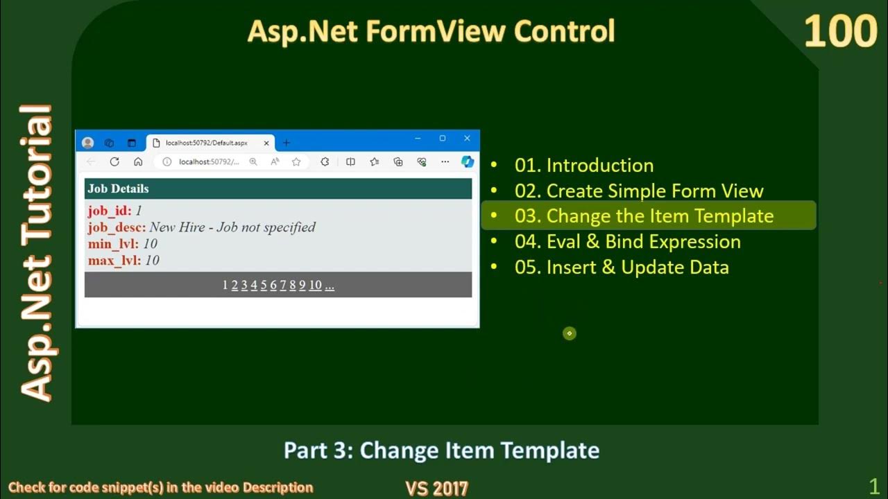 Asp Net FormView | Part 3 - Change the Item Template | Asp Net Tutorial #100 - YouTube