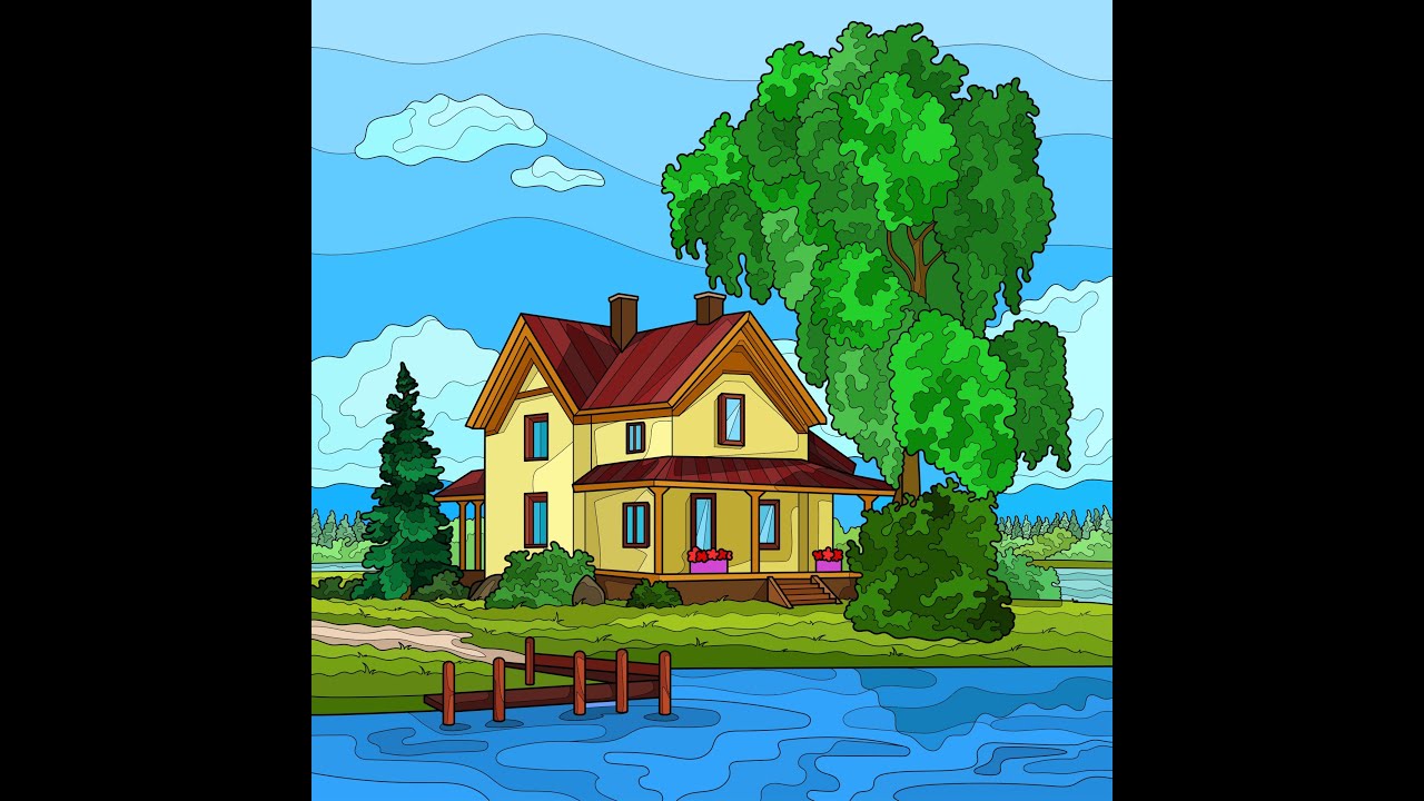 Hey Color Paint by Numbers app Lake House Color with me #coloring # ...
