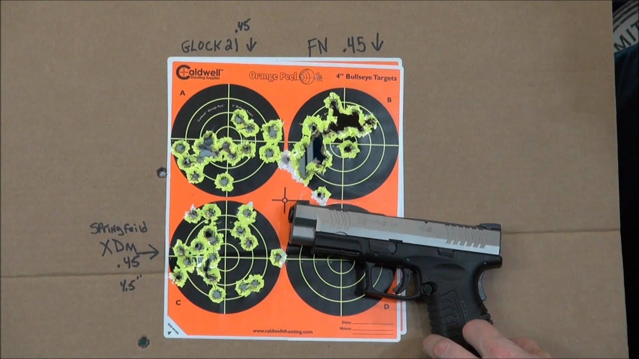 Glock 21 vs XDm, vs FNH 45 High Capacity Guns ! weaponseducation - YouTube