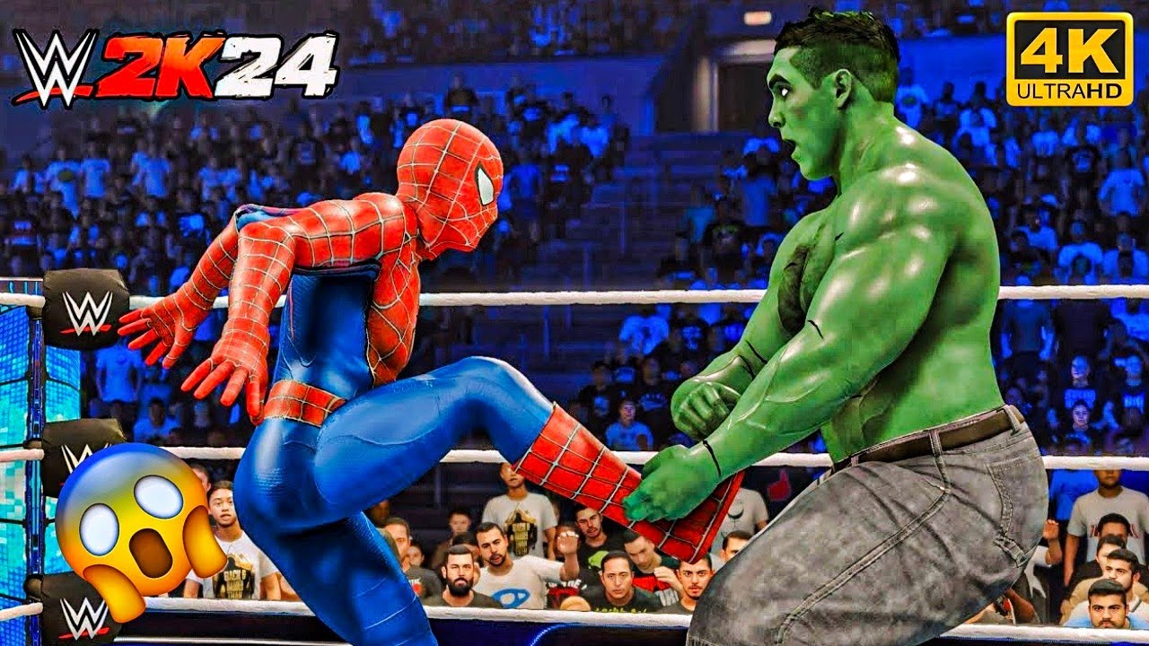 WWE 2K24 - Spider-Man vs. Hulk | Extreme Rules [4K60] - YouTube