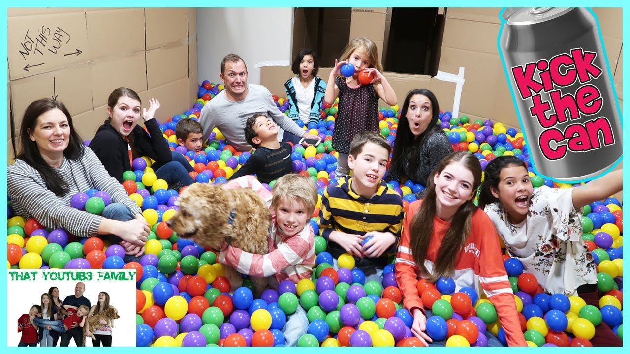 Ball Pit Party Kick The Can In Box Fort Maze / That YouTub3 Family ...