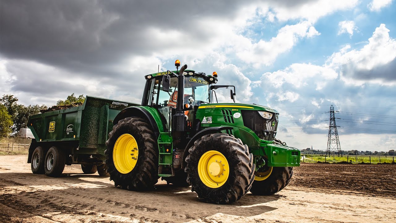 Tru Plant John Deere 6155M & Bailey Dumper Trailer - YouTube