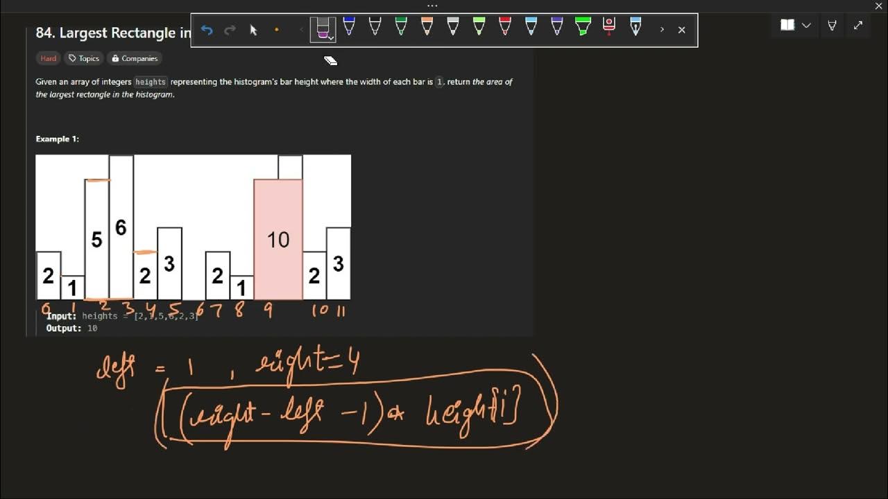 Largest Rectangle in histogram - YouTube