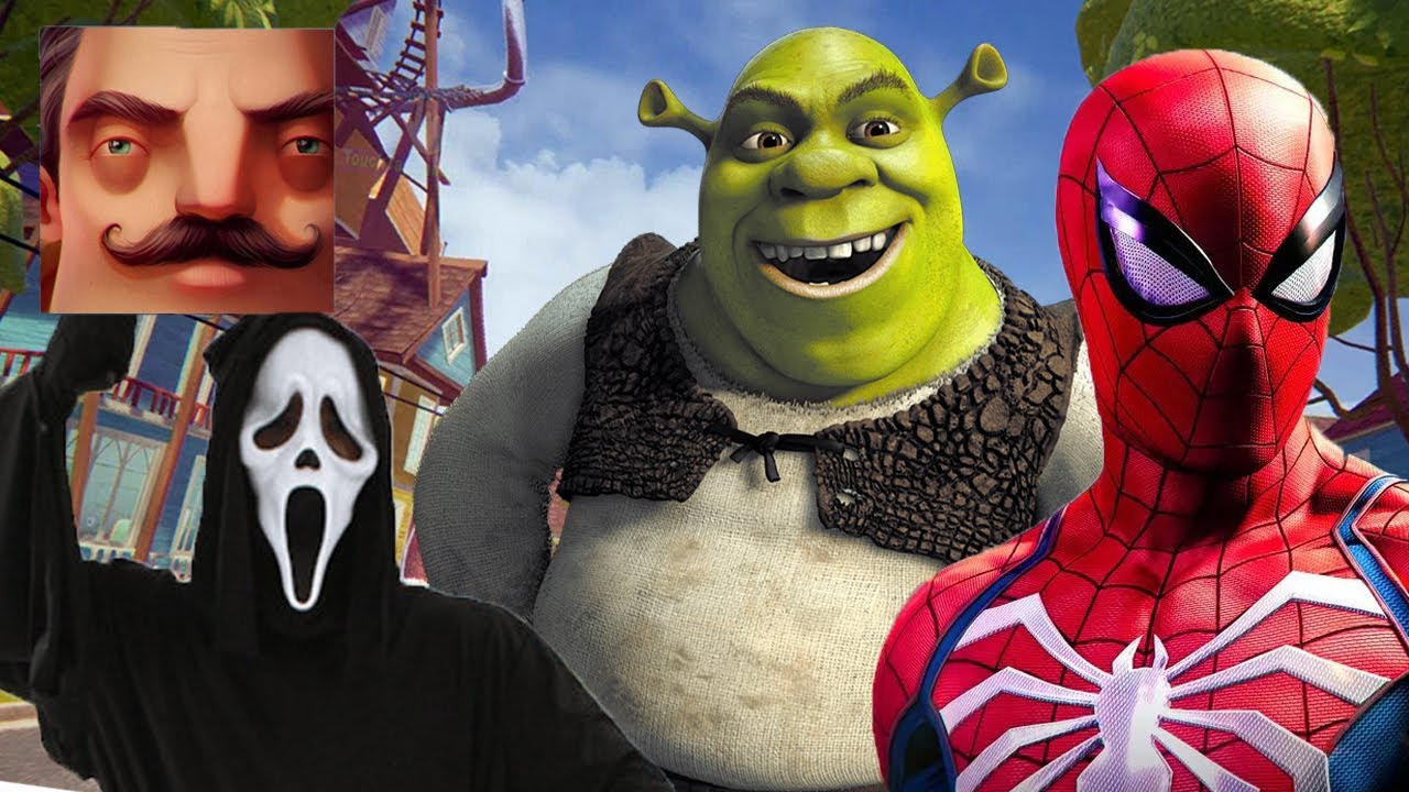 Hello Neighbor - New Neighbor Shrek Astronaut GhostFace Spider-Man ...