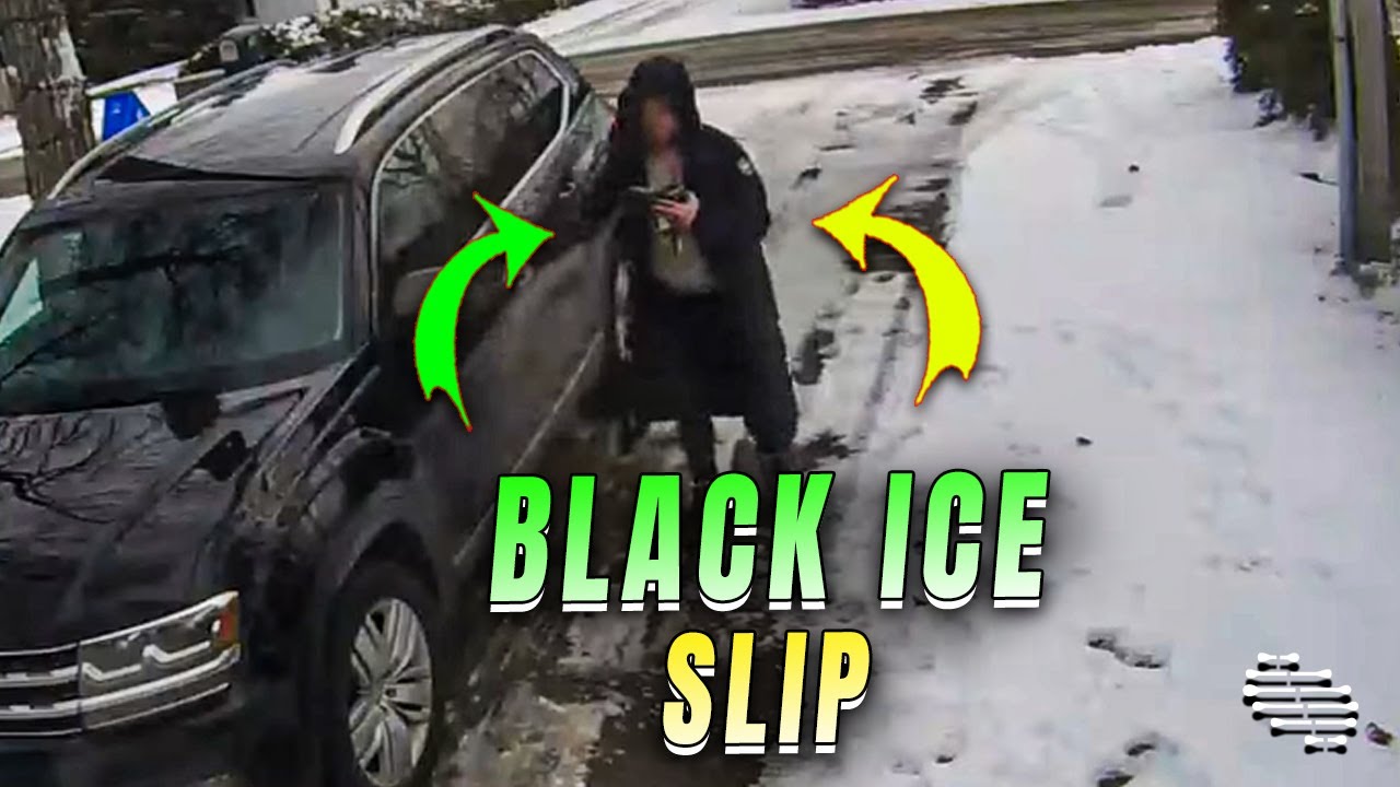 Security Camera Captured a Person While Slipping on Black Ice - YouTube