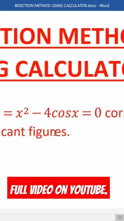 bisection METHOD using calculator - YouTube