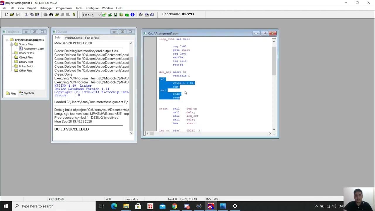 UNITEN : Blinking All Led on Portd using subroutine USING MPLAB - YouTube