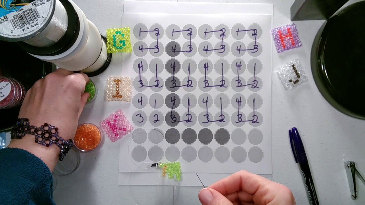 FacetedBeadArt Squares Beading Tutorial - L - Diamond Weave - YouTube
