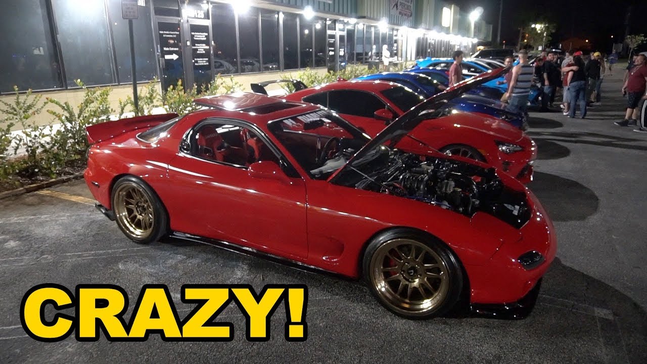 Big Turbo RX-7 Shoots Flames!!! Now This Is A Meet! - YouTube