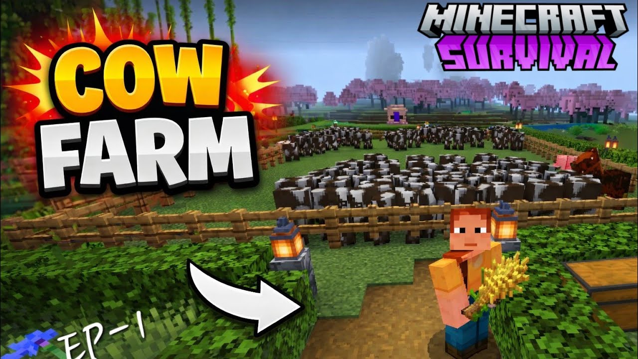 Making a Simple Cow Farm in Minecraft Survival | Easy Food Farm Ep-1 ...
