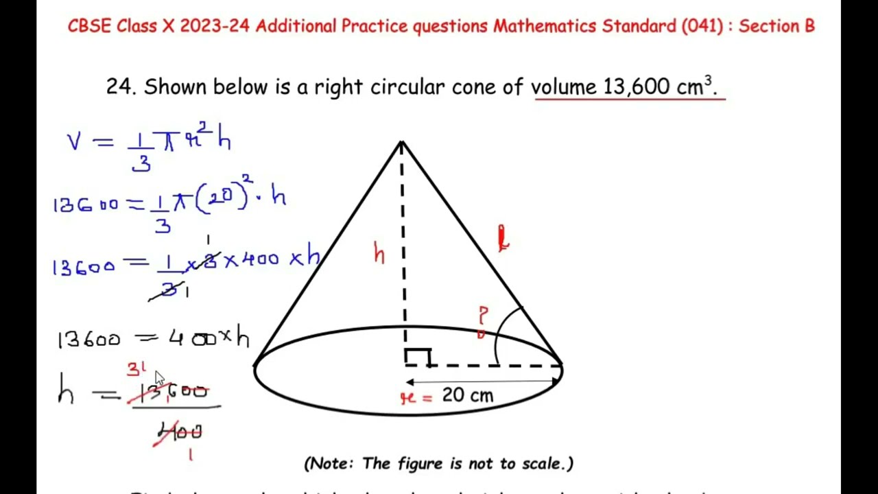 Q24 Shown Below Is A Right Circular Cone Of Volume 13 600 Cm Find Q24 Shown Below Is A Right Circular Cone Of Volume 13 600 Cm Find