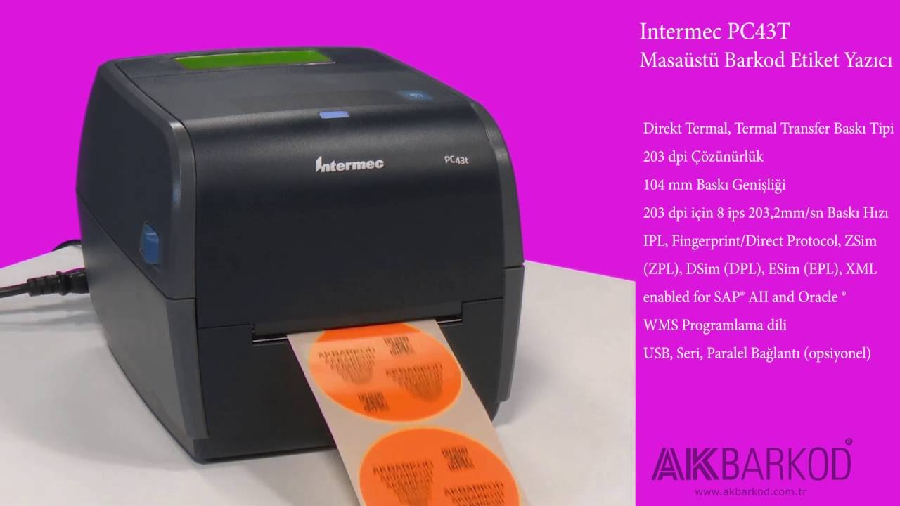 Intermec PC43T Masaüstü Barkod / Etiket Yazıcı - YouTube