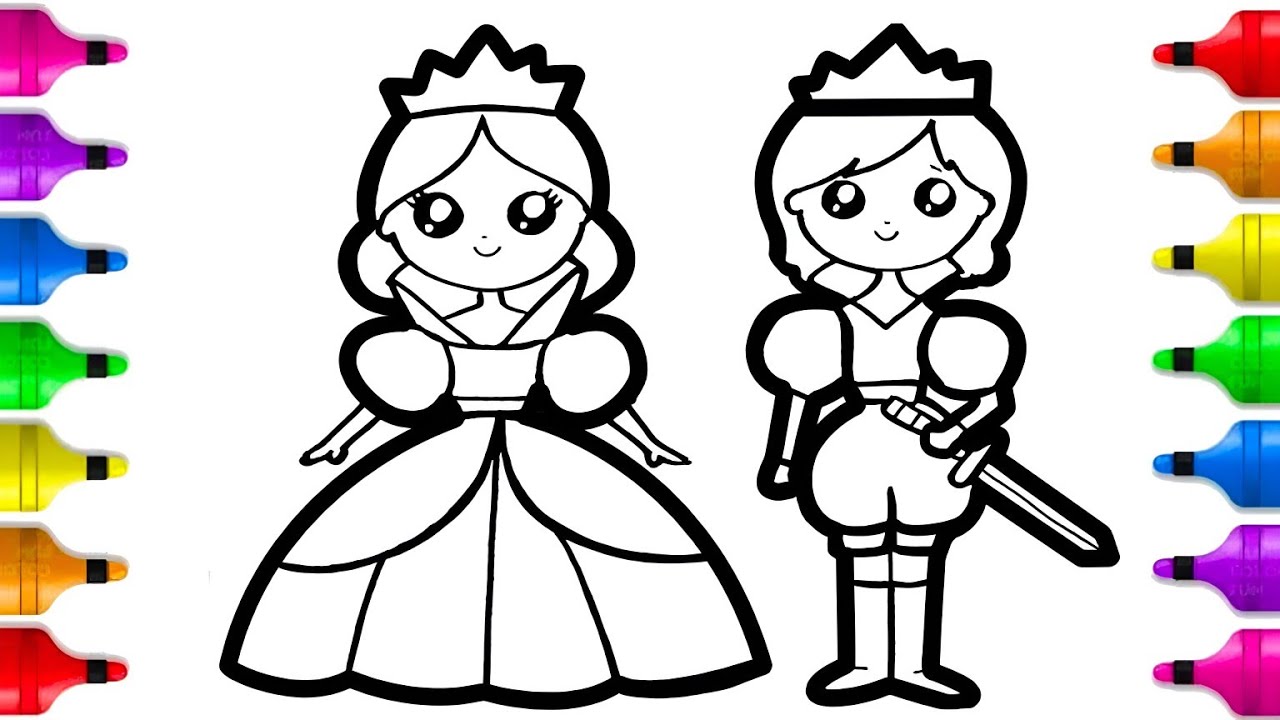 Easy King and Queen Drawing, Painting and Colouring for Kids - YouTube