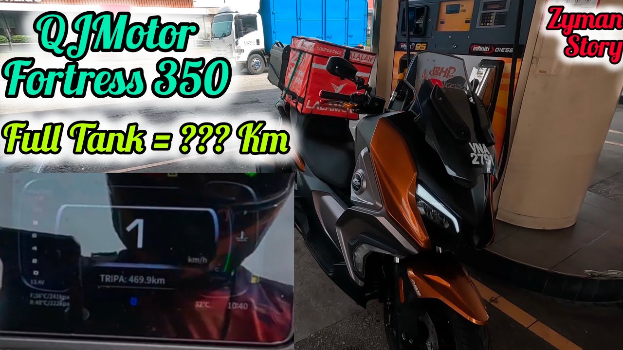 QJMotor Fortress 350 Full Tank 14 liter Berapa Jauh kilometers boleh ...