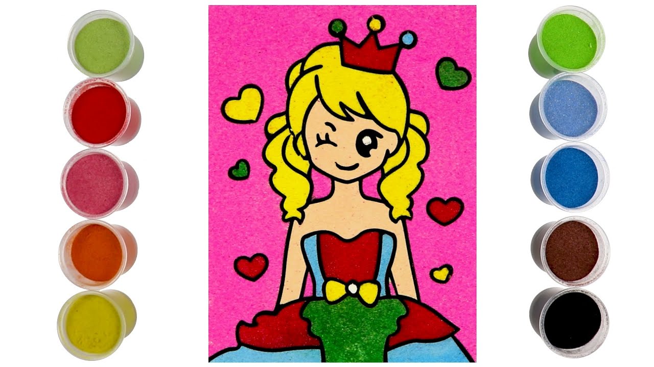 Painting for Kids | Princess Sand Painting | How to Color a Princess ...