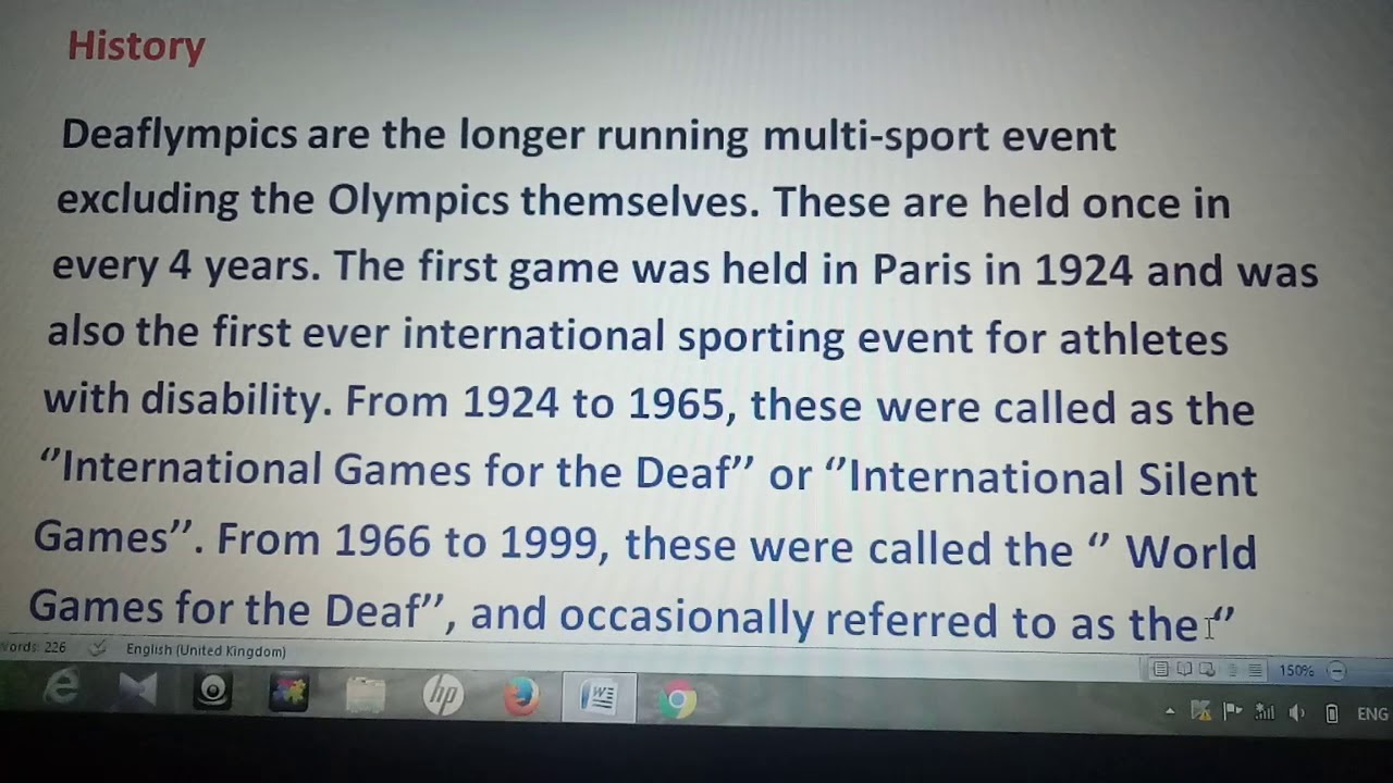 Deaflympics and their History - YouTube