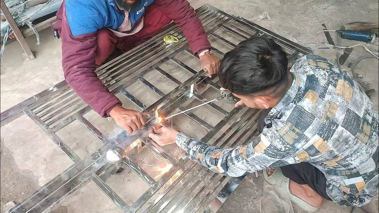 Stainless steel main gate design || How To make gate design - Welding ...